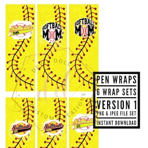 Pen Wraps Softball Version 1, PNG and JPEG - Etsy