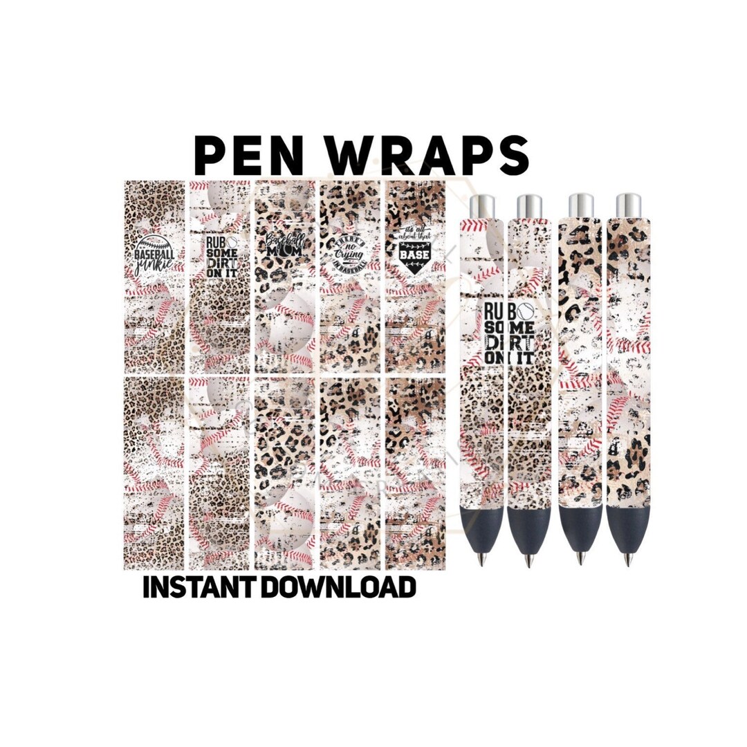 Pen Wraps Baseball Leopard Version 1, 10 High Resolution Pen Wraps in ...