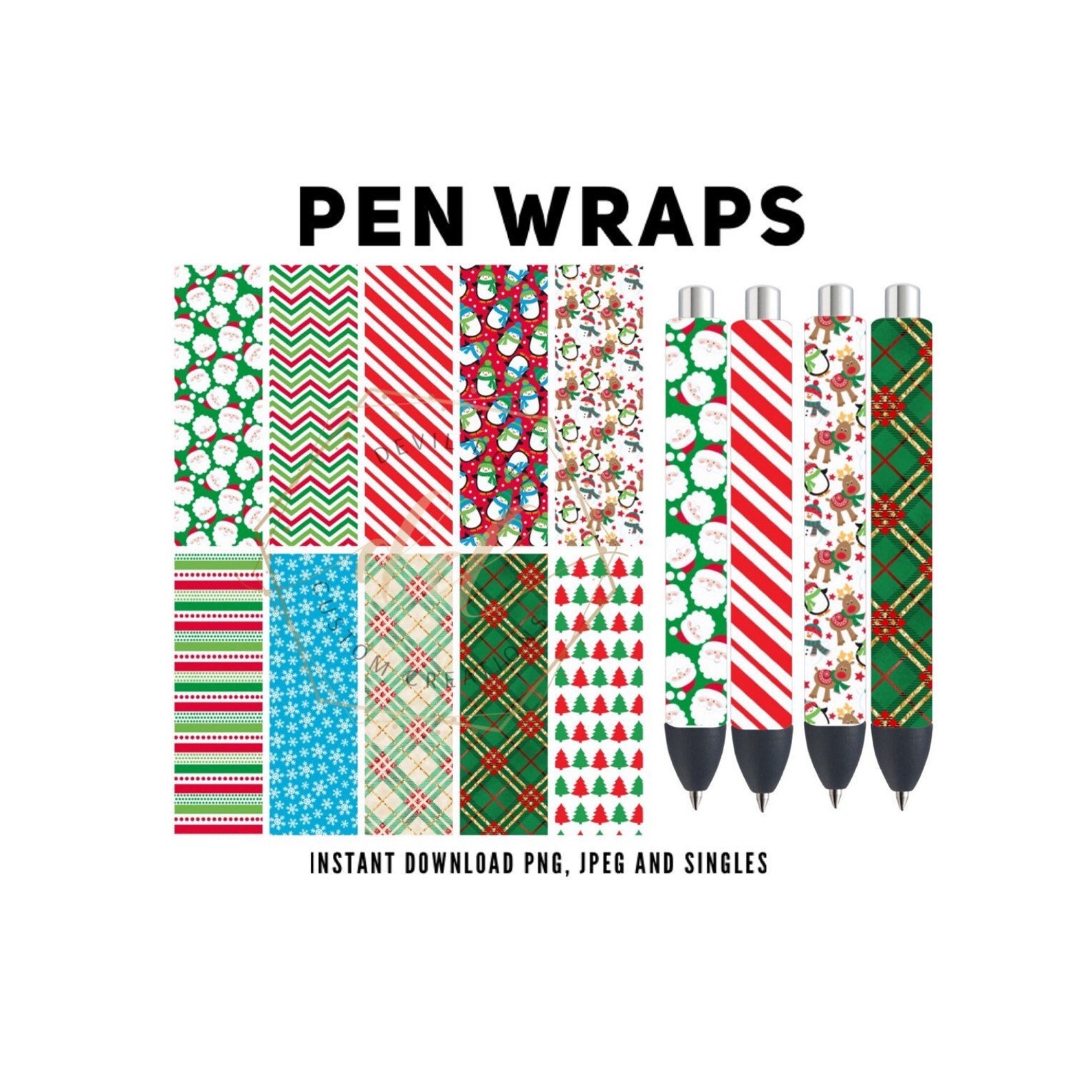 Pen Wraps Christmas version 1 10 high resolution wraps PNG | Etsy