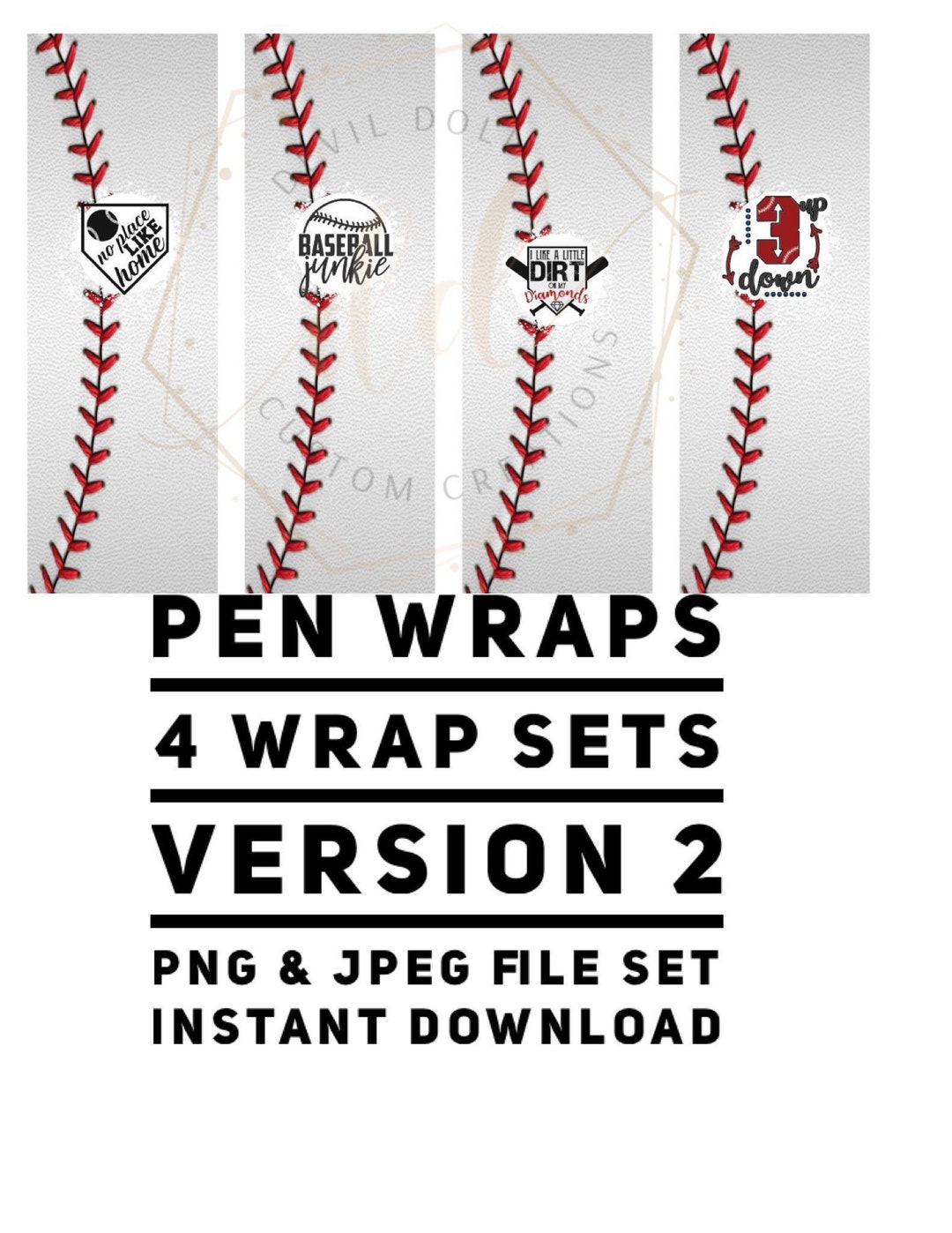 Pen Wraps Baseball Version 2, PNG and JPEG - Etsy