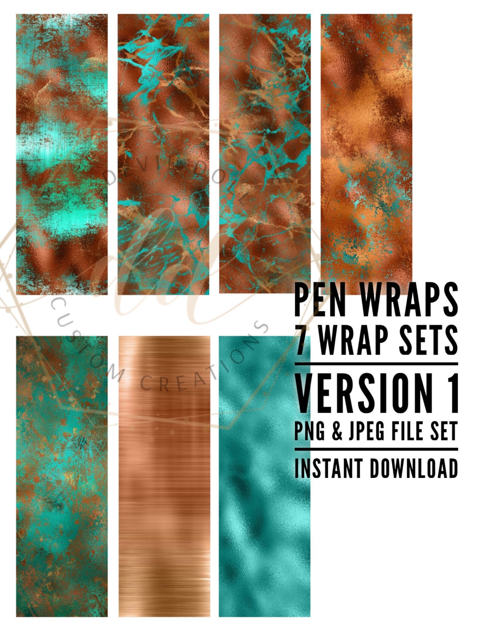Pen Wraps Patina Designs Version 1, PNG and JPEG - Etsy