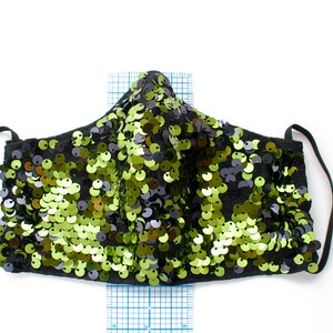 Women's Reversible Sequin Face Mask: Reusable, Insert Pocket, Nose Wire ...