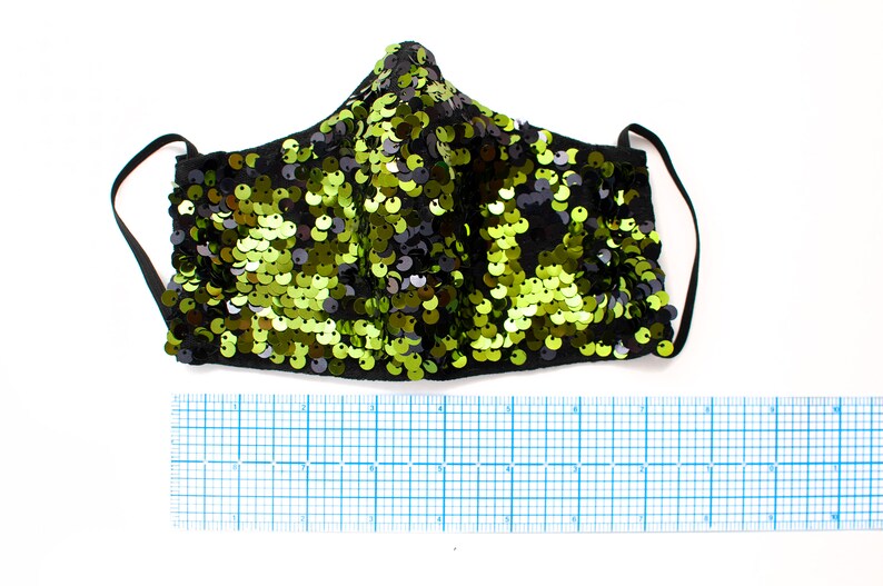 Women's Reversible Sequin Face Mask: Reusable, Insert Pocket, Nose Wire ...