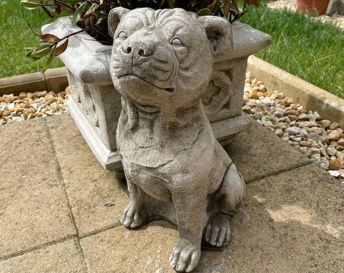 Staffordshire Bull Terrier Stone Statue Animal Pup Dog Outdoor Garden ...