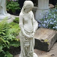 Standing Lady With Pitcher, Concrete Woman Figurine, Garden Girl Statue ...