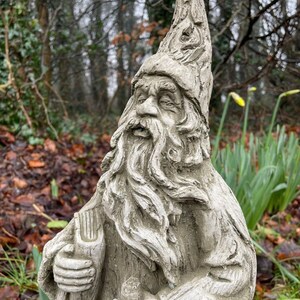 Wizard Warlock Stone Statue | Outdoor Stone Mythical Magic Garden ...