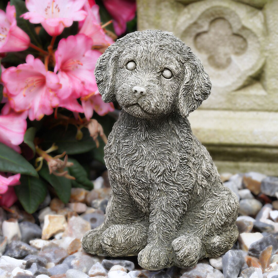 Cockapoo Puppy Dog Stone Statue | Animal Pup Pet Garden Outdoor ...