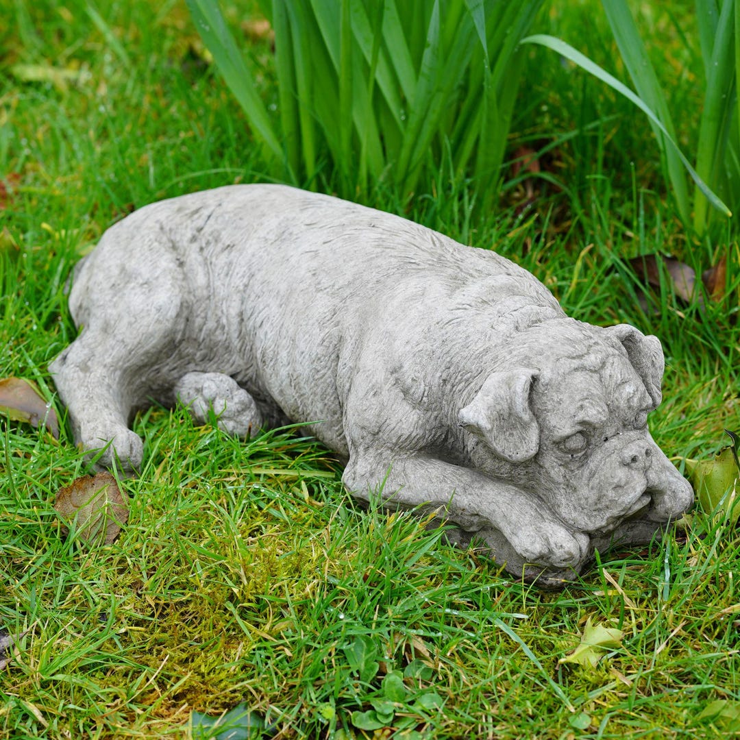 Boxer Dog Stone Statue | Outdoor Garden Ornament British Made Puppy Pet ...