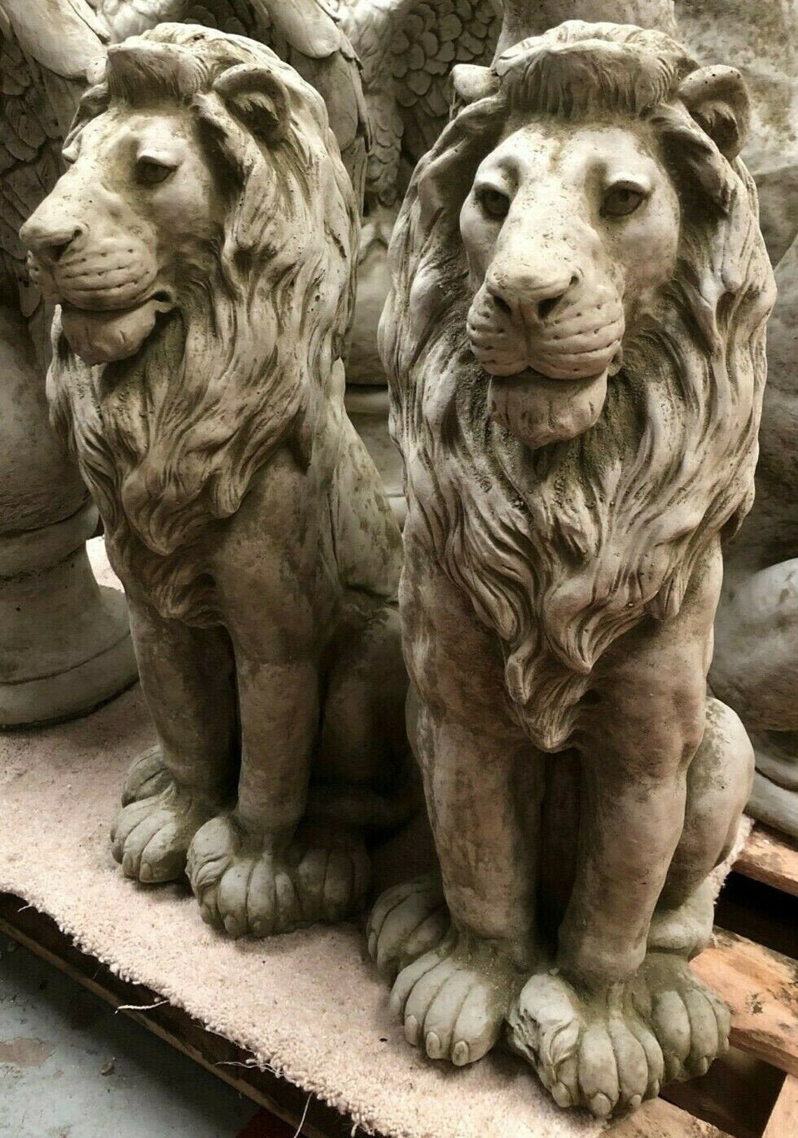 Pair Regal Lion Statues Reconstituted Stone Animal Concrete - Etsy