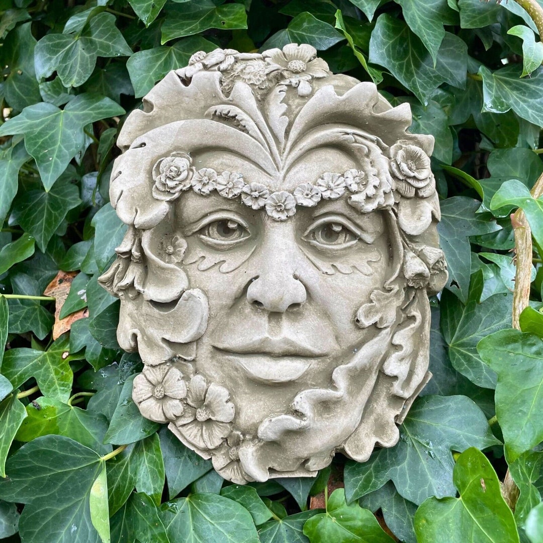Spring Green Man Stone Hanging Plaque | Four Seasons Ivy Outdoor Garden ...