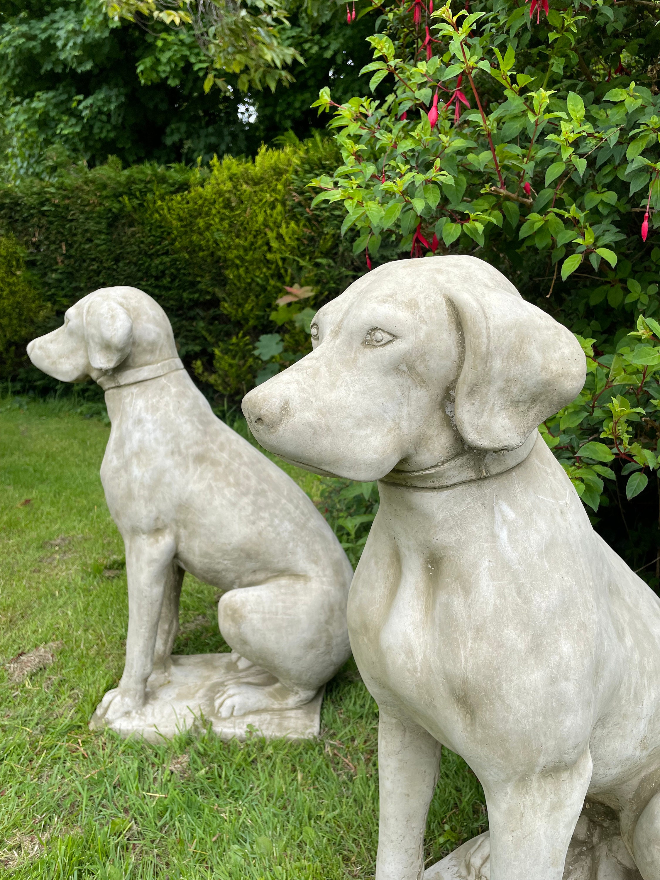 Pair of Hunting Dog Pointer Hound Stone Statues - Etsy