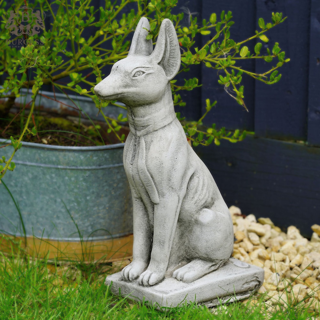 Pharaoh Dog Stone Statue | Anubis Puppy Outdoor Garden Ornament Hound ...