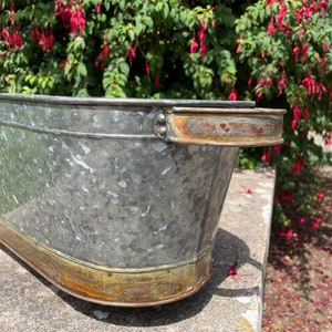 Large 61cm Galvanised Zinc Metal Planters | Rustic Trough Outdoor ...