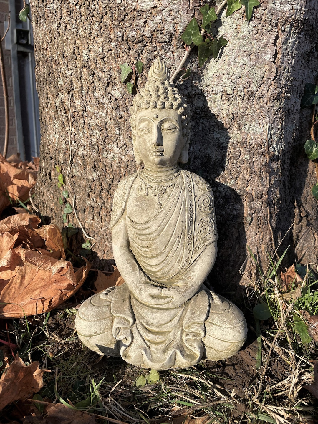 Grace Buddha Stone Statue | Oriental Monk Outdoor Garden Ornament ...