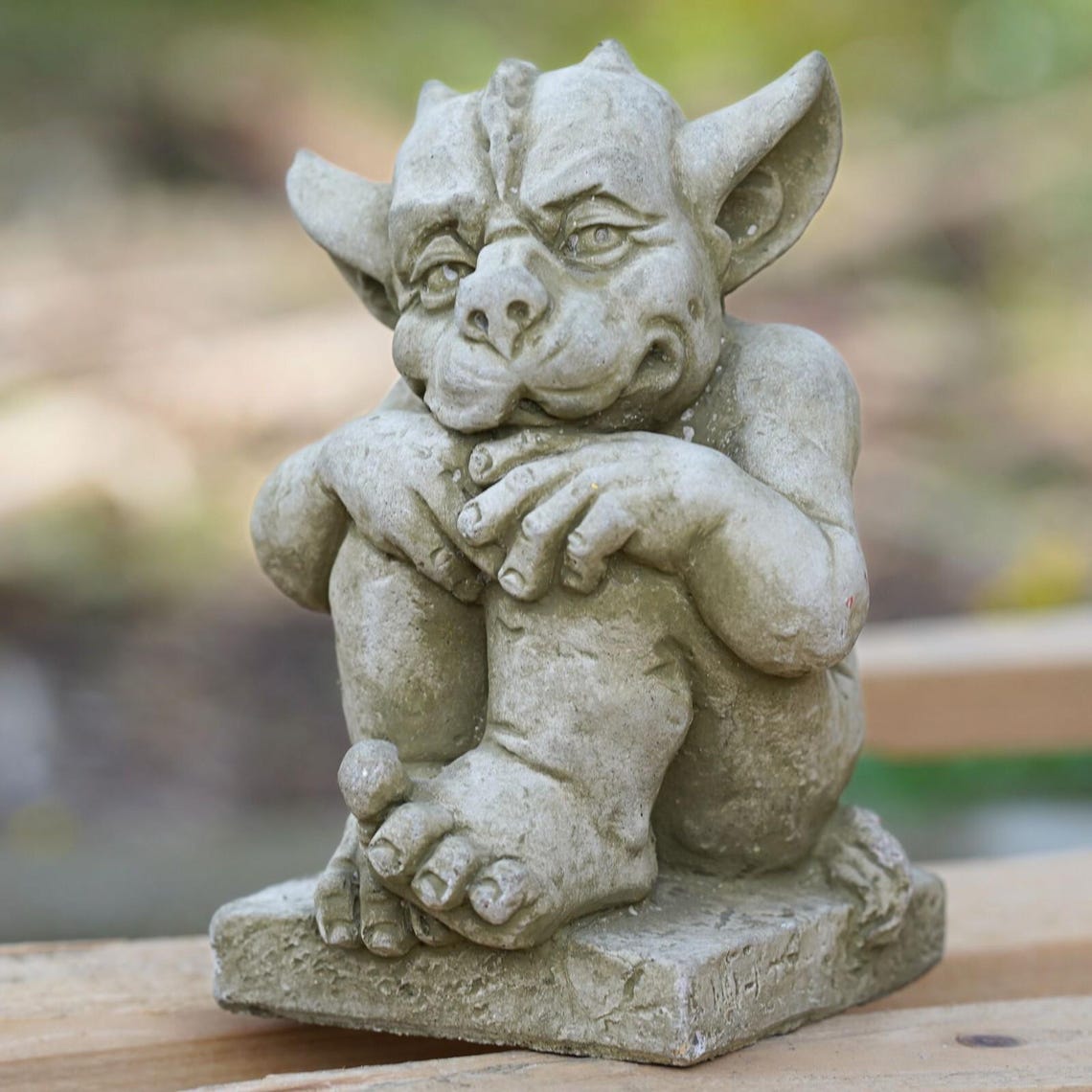 Watchful Gargoyle Stone Statue Gremlin Sprite Outdoor Garden Ornament ...