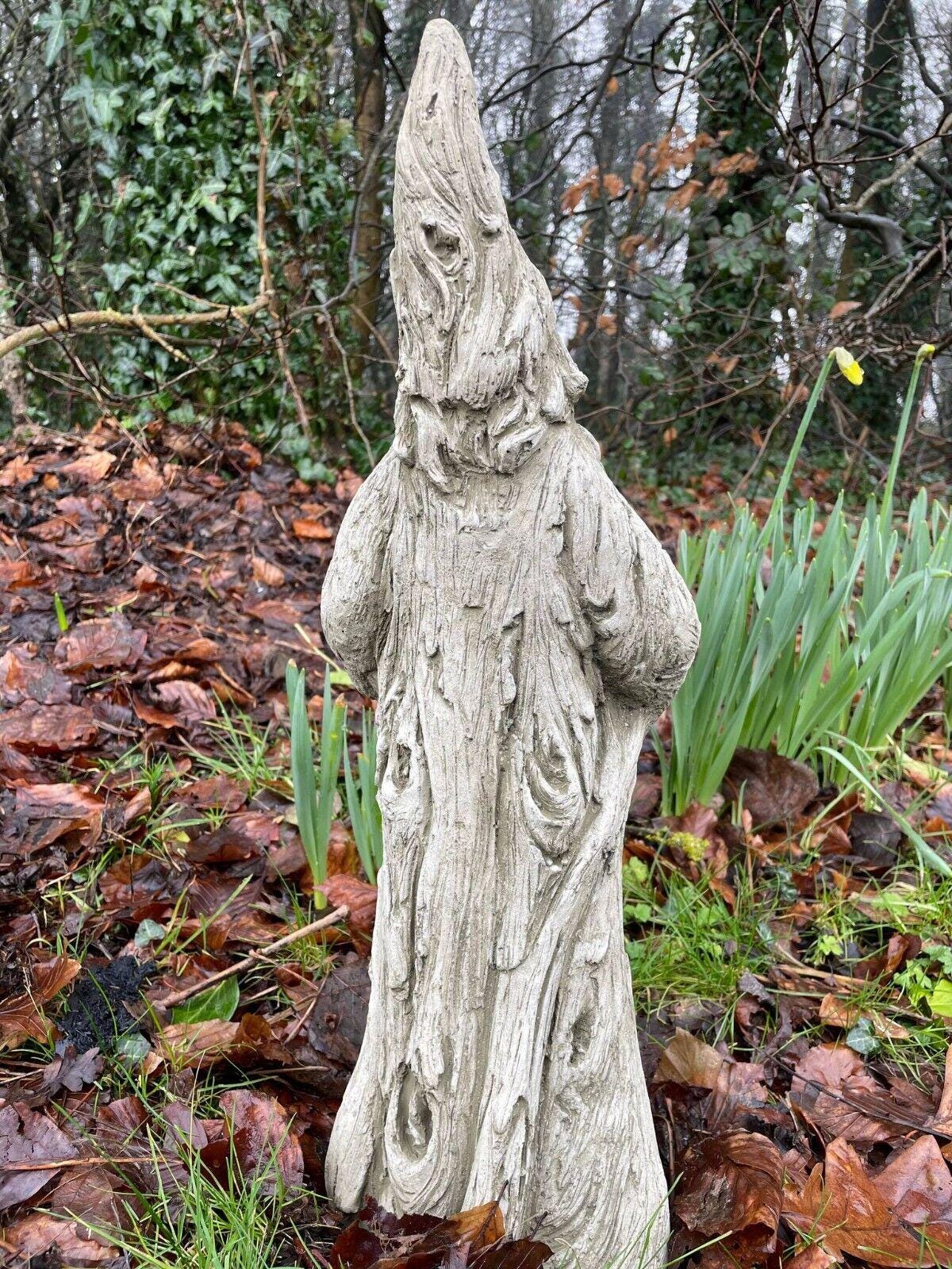 Wizard Warlock Stone Statue | Outdoor Stone Mythical Magic Garden ...