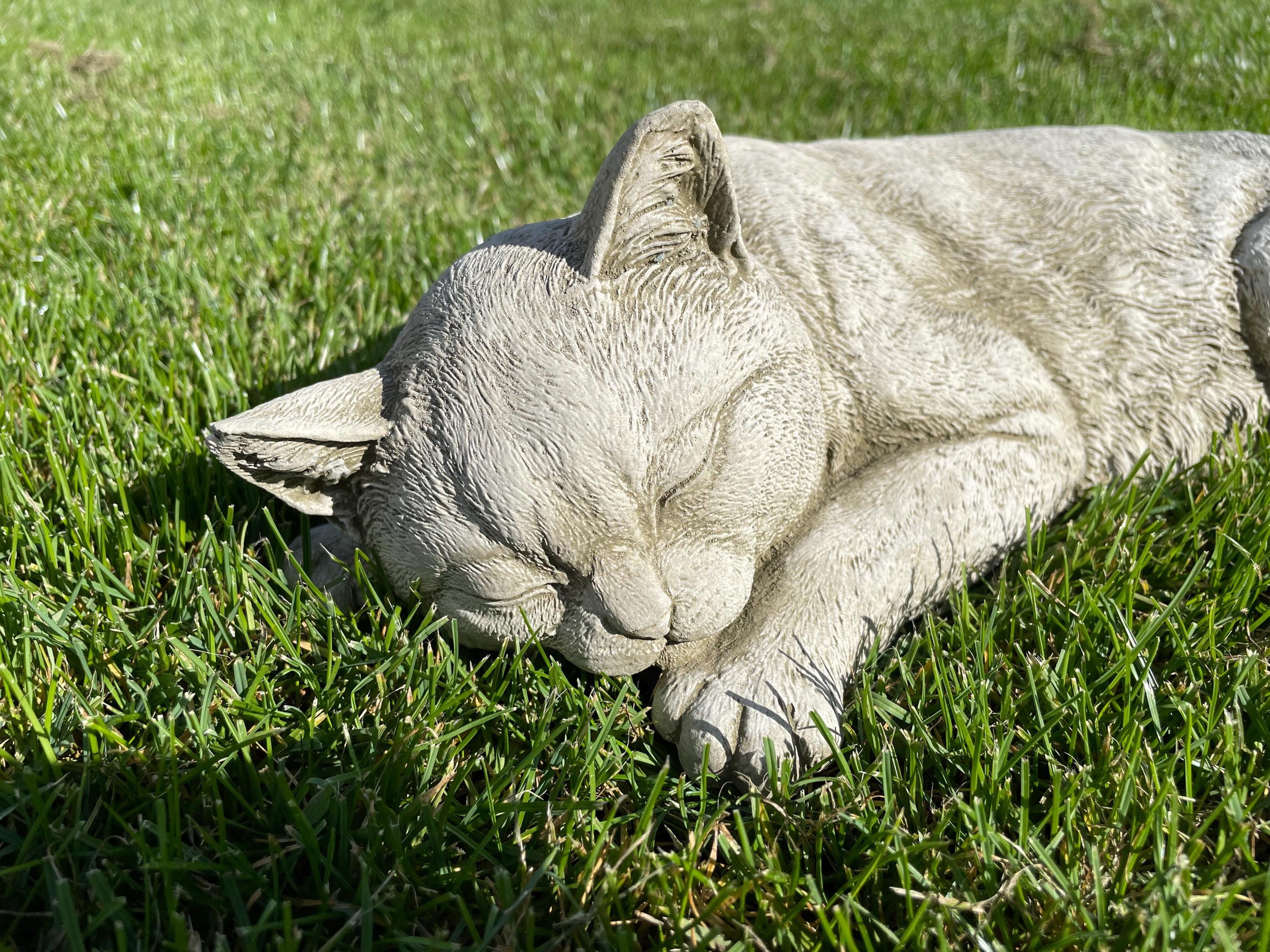Resting Cat Large Stone Statue | Outdoor Garden Ornament British Made ...