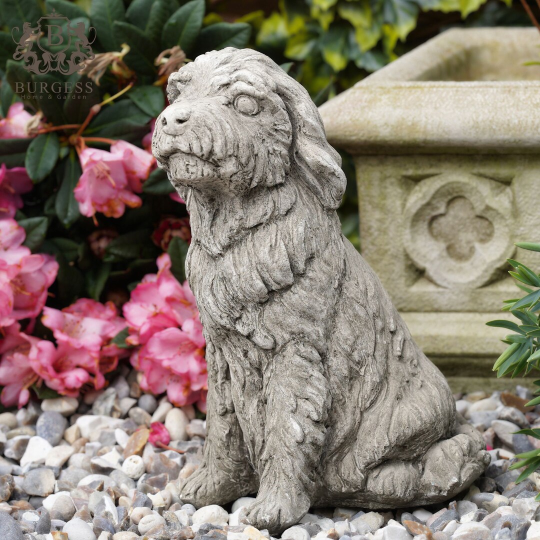Bearded Collie Statue Reconstituted Stone Disney Dog Concrete Garden ...