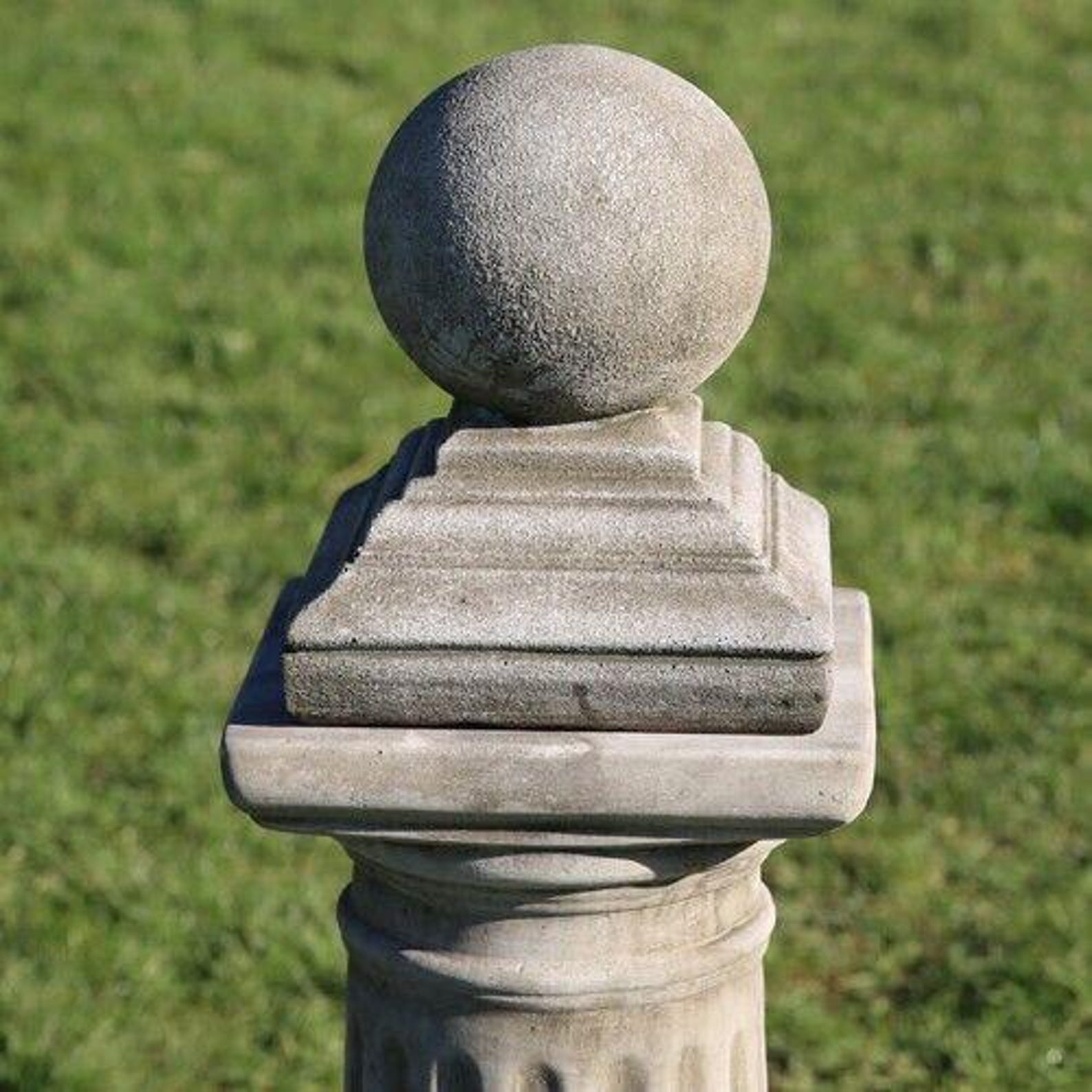 Stepped Stone Ball Finials | Limestone Gate Post Tops Garden Ornament ...