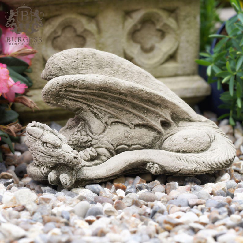 Winged Dragon Statue | Stone Mythical Animal Concrete Garden Outdoor ...