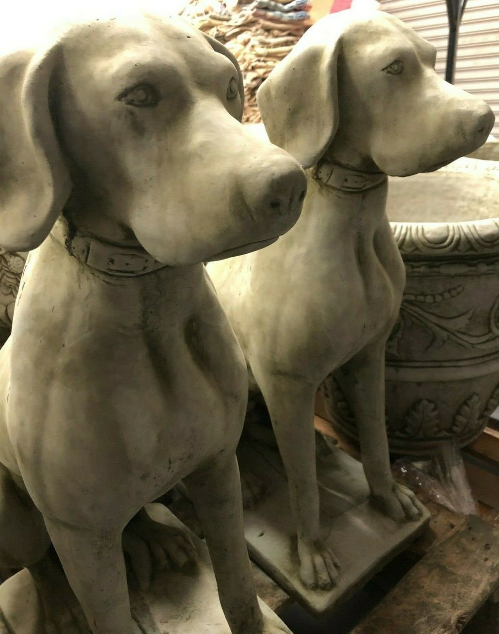 Pair of Hunting Dog Pointer Hound Stone Statues - Etsy