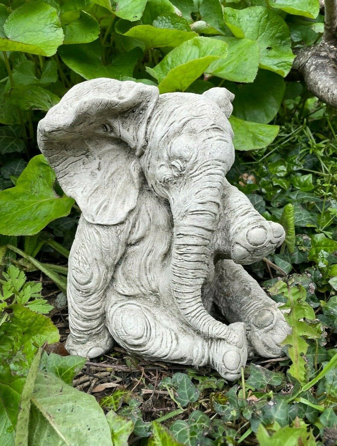 African Elephant Stone Statue | Reconstituted Outdoor Garden Ornament ...