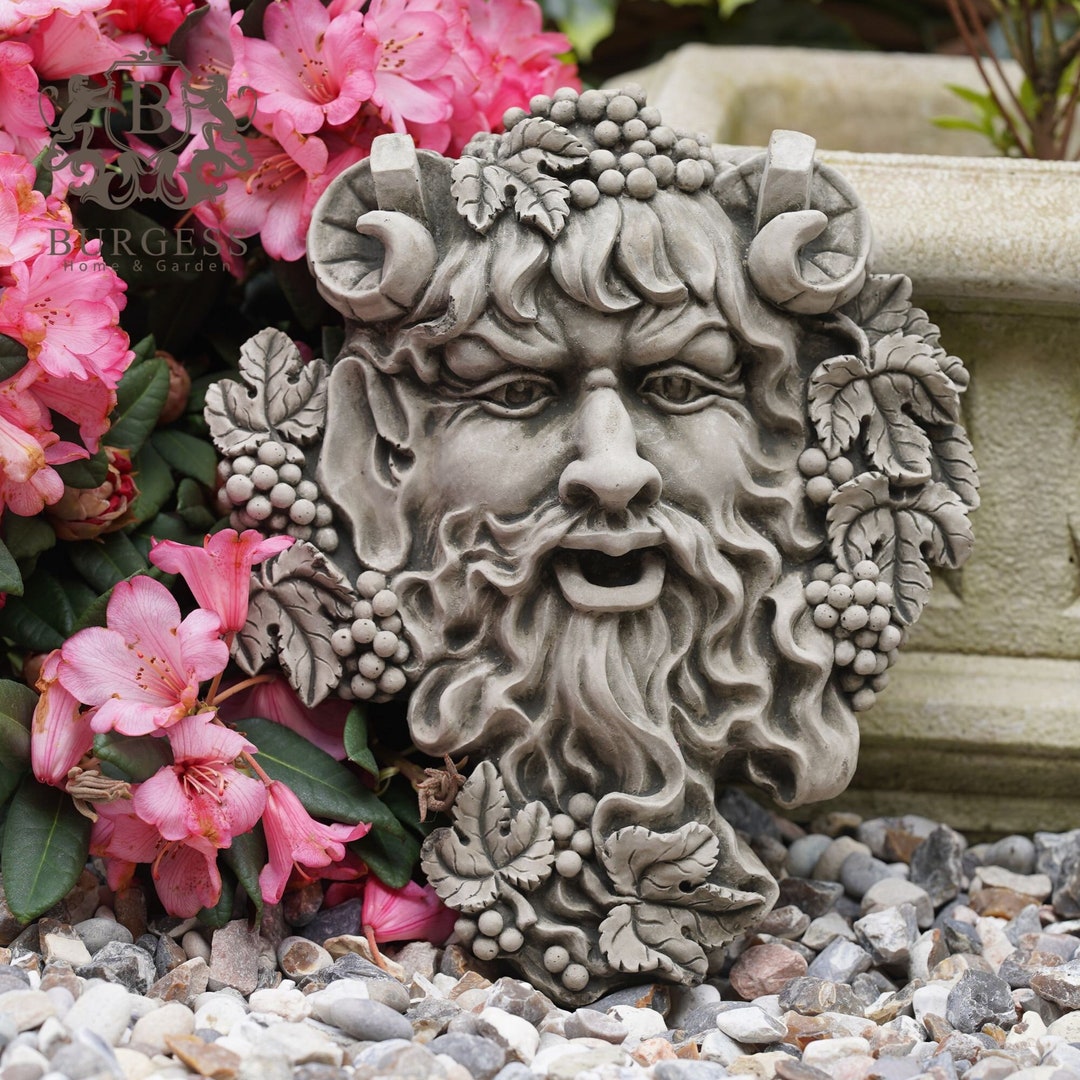 Bacchus Greenman Stone Plaque | Garden Outdoor Home Statue Decoration ...