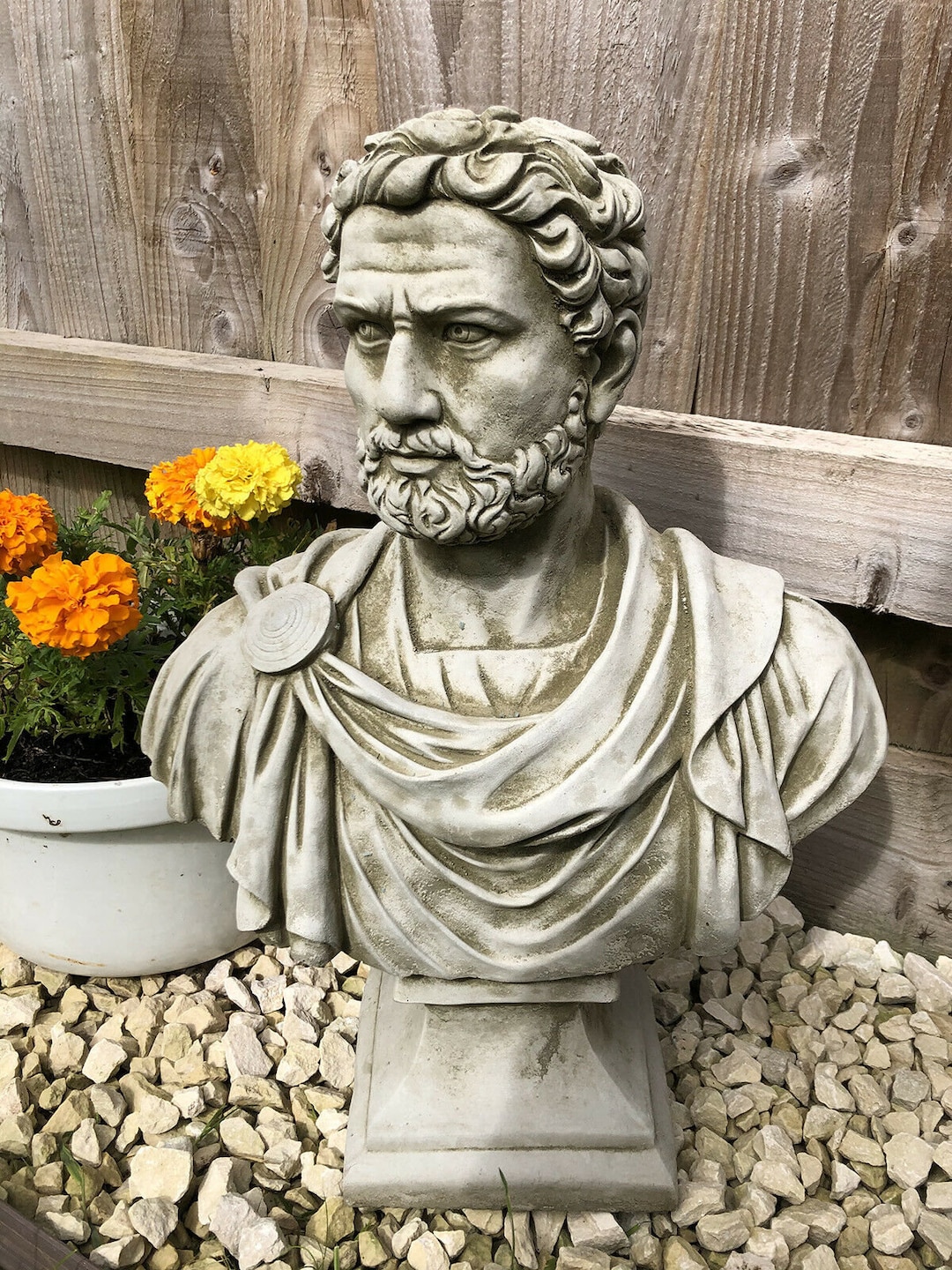 Reconstituted Stone Roman Nero Bust Statue | Vintage Concrete Roman ...