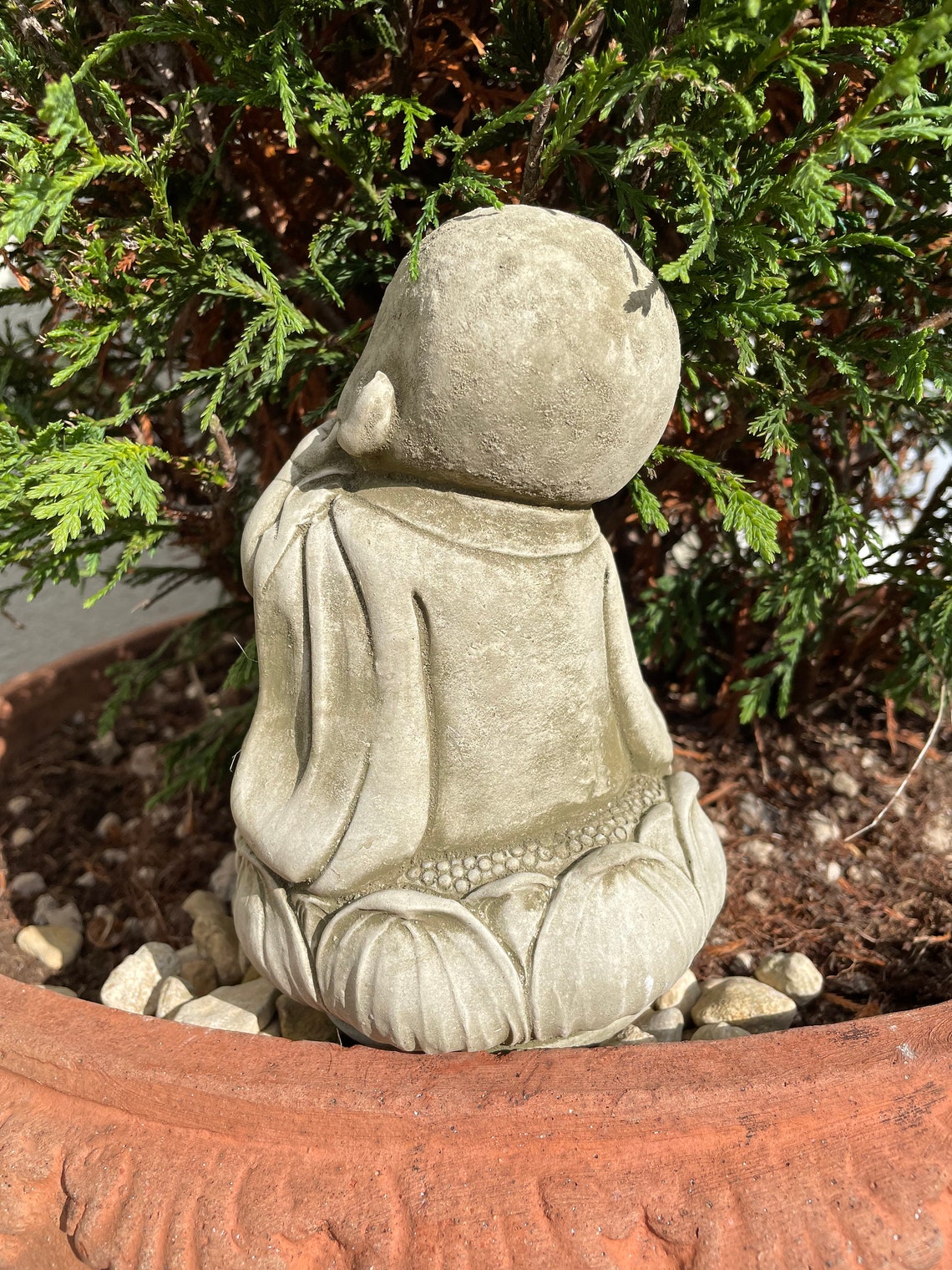 Happy Monk Stone Statue Buddha Oriental Garden Outdoor - Etsy