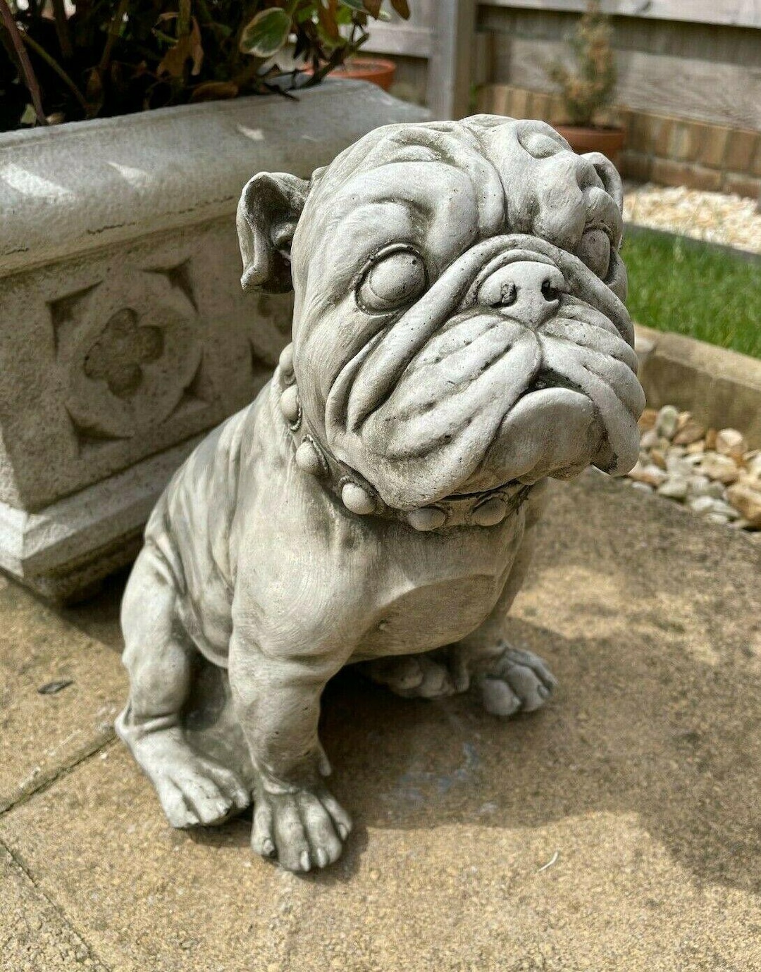 British English Bulldog Stone Statue | Animal Dog Puppy Outdoor Garden ...