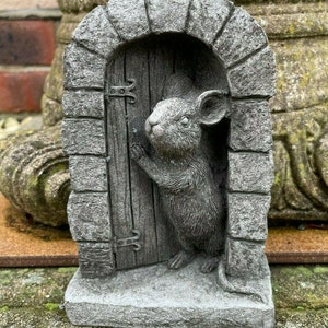 Mouse Door Stone Statue Garden Outdoor Home Tree Animal Decoration ...