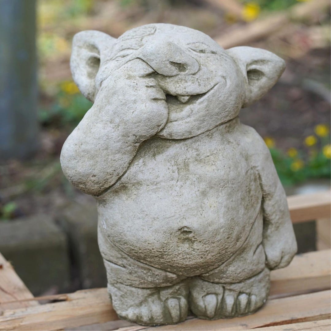 Large Nose Picker Gremlin Stone Statue | Outdoor Gargoyle Garden ...