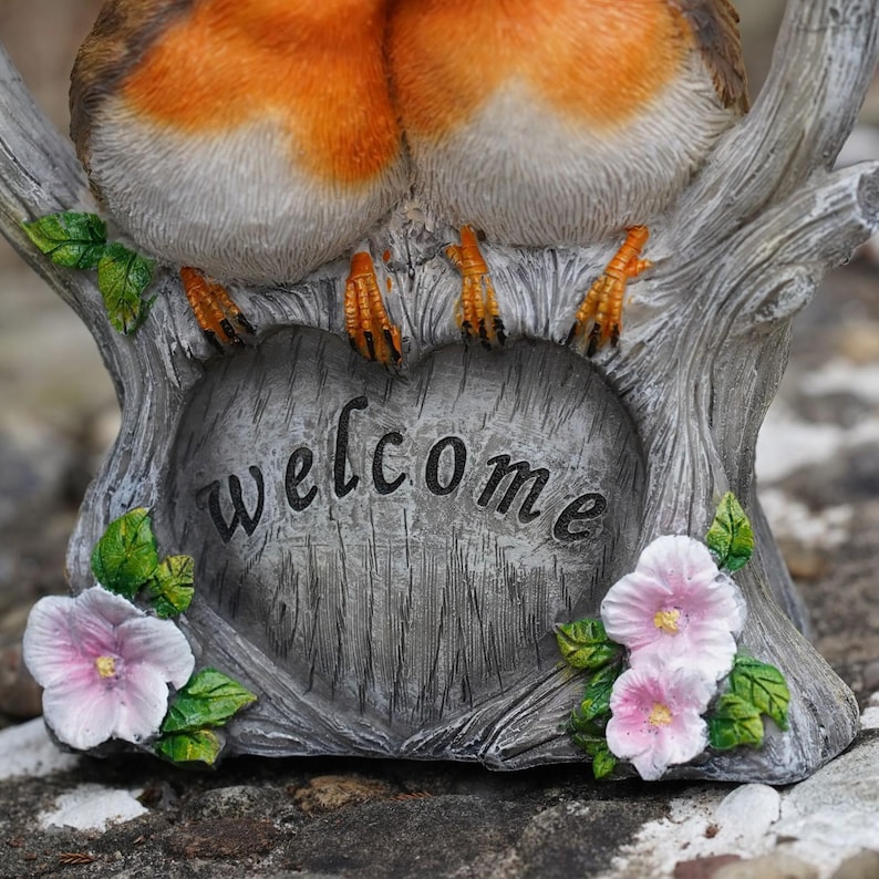 Welcome Robin Statue Home Garden British Robins Bird Sculpture Outdoor ...