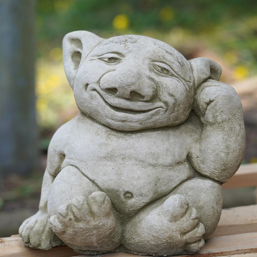 Large Ear Picker Gremlin Stone Statue | Outdoor Gargoyle Garden ...