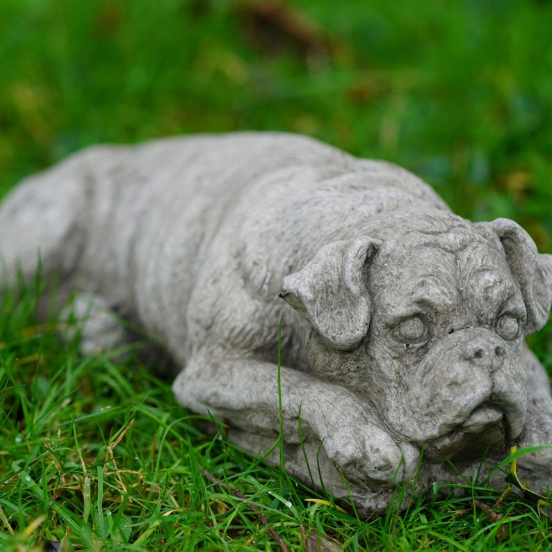 Boxer Dog Stone Statue | Outdoor Garden Ornament British Made Puppy Pet ...