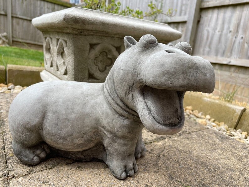 Hippo Stone Garden Statue | Outdoor Classical Animal African Sculpture ...
