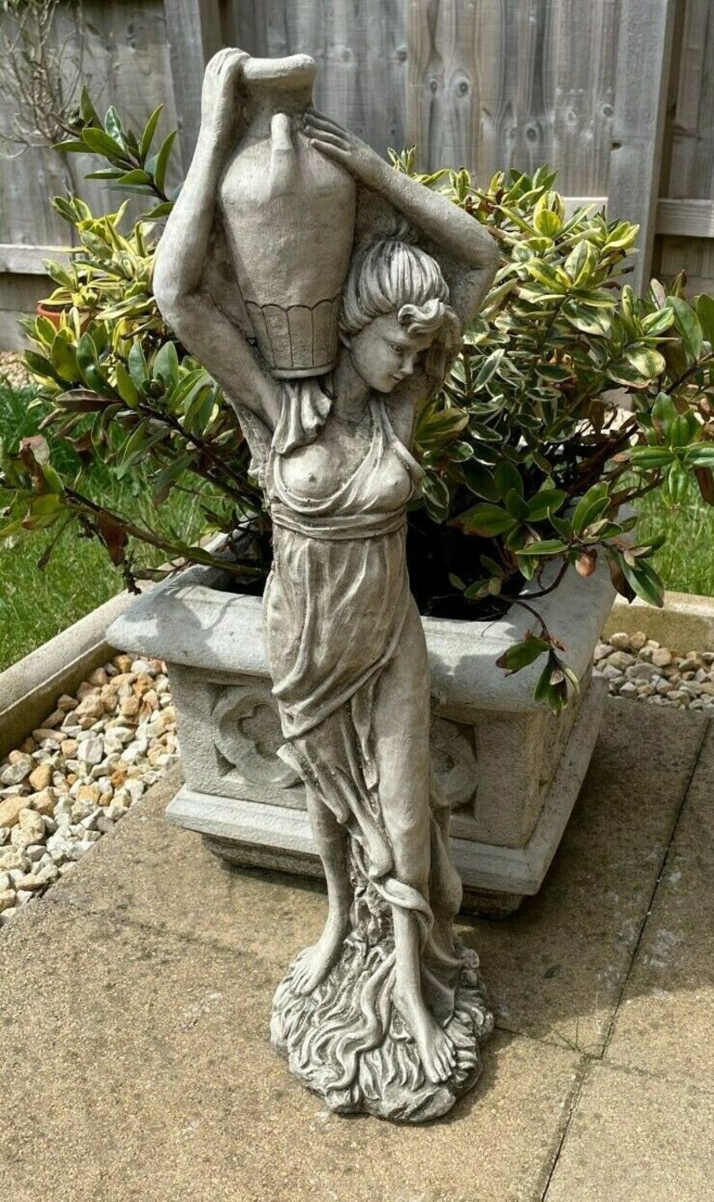 Lady With Wine Jug Stone Garden Statue Outdoor Classical Etsy