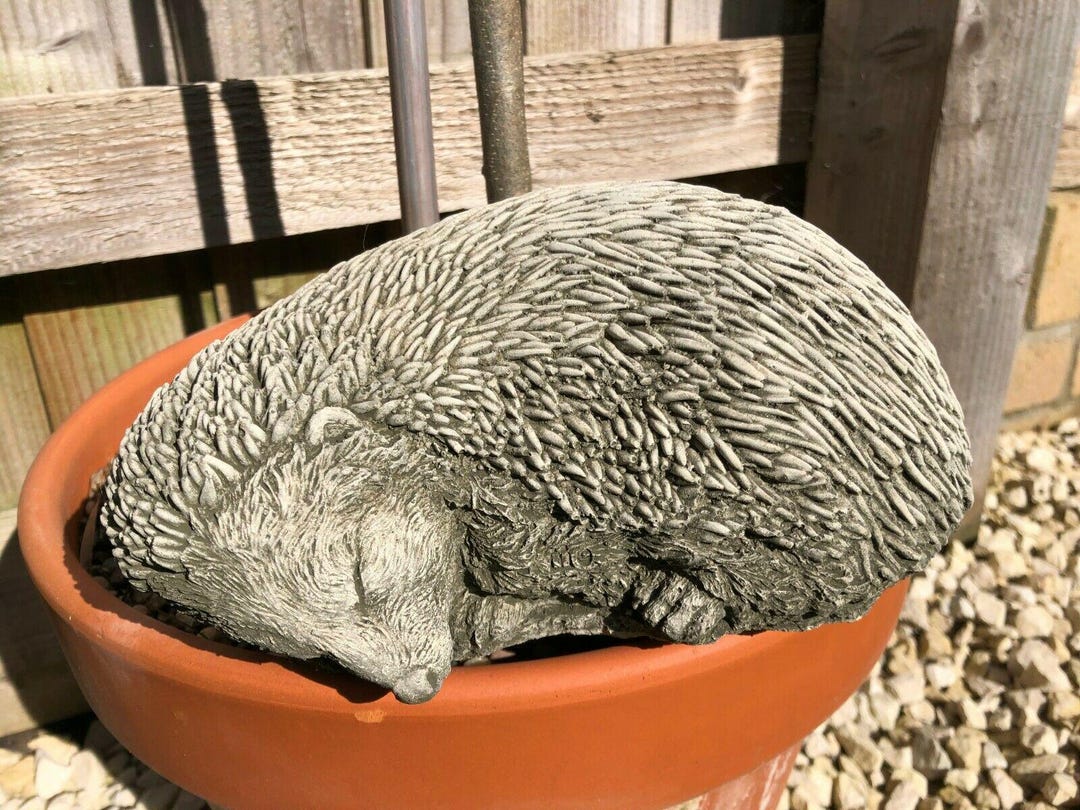 Statue de hérisson endormi | Décoration de jardin en béton avec des ...