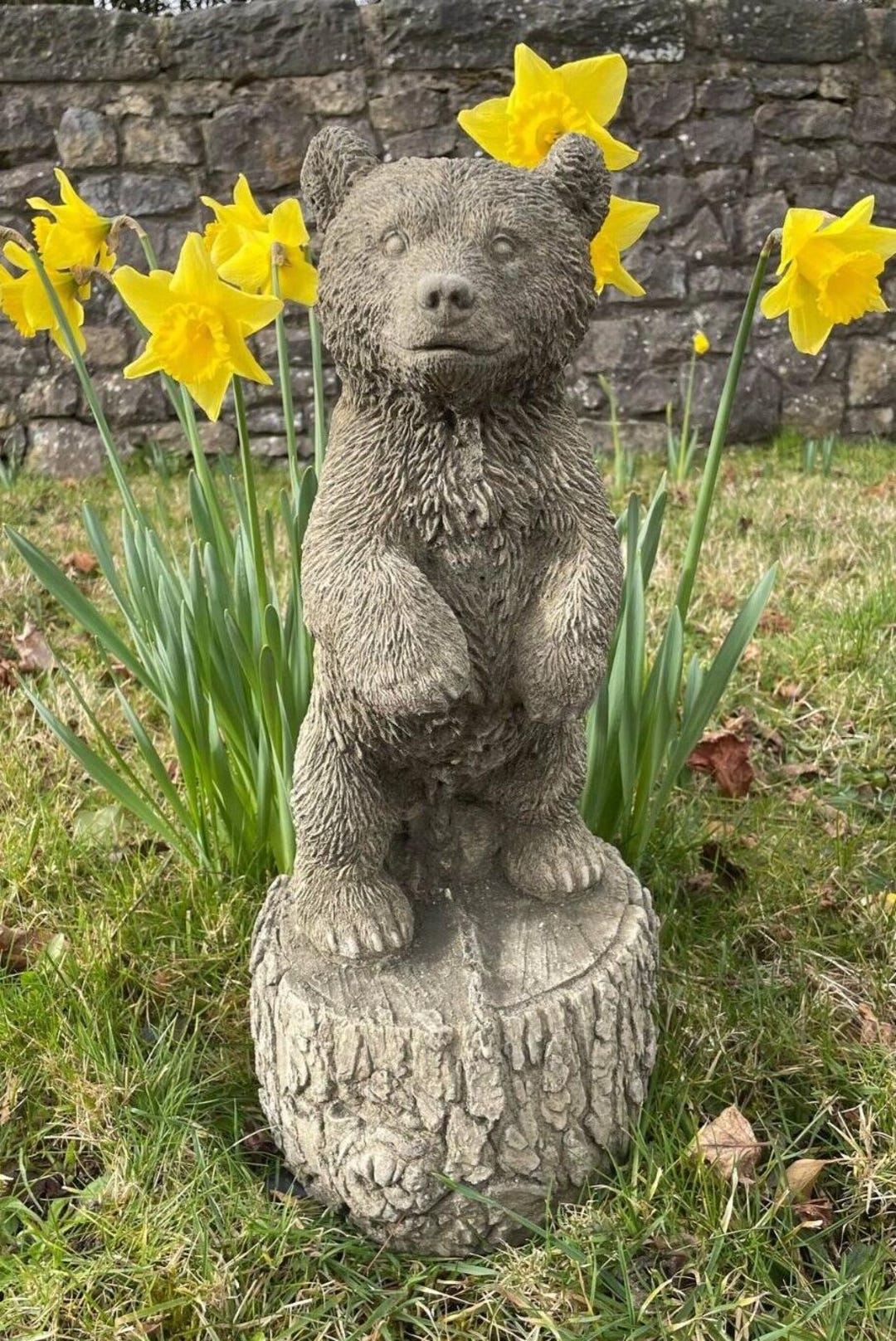 Standing Brown Bear Stone Statue | Teddy Animal Grizzly Outdoor Garden ...
