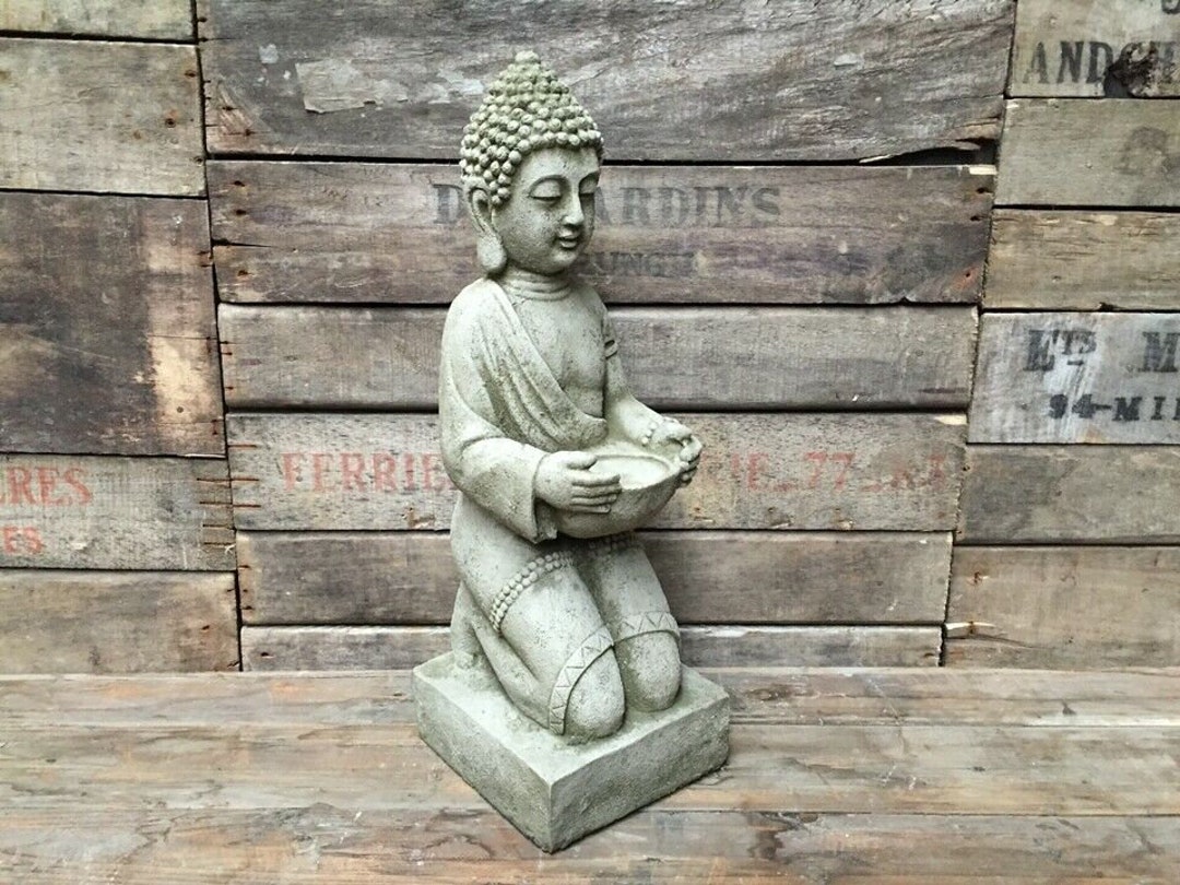 Thai Tealight Buddha Statue Reconstituted Stone Oriental Outdoor Garden ...