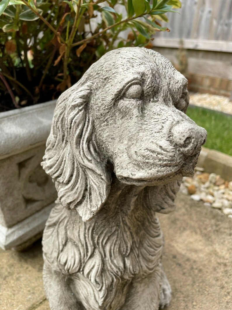 Spaniel Stone Statue Animal Puppy Dog Outdoor Garden - Etsy