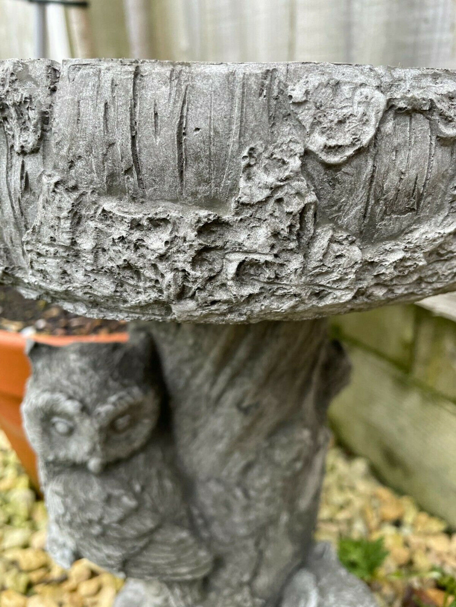 Barn Owl Bird Bath Stone Statue Outdoor Vintage Feeder | Etsy