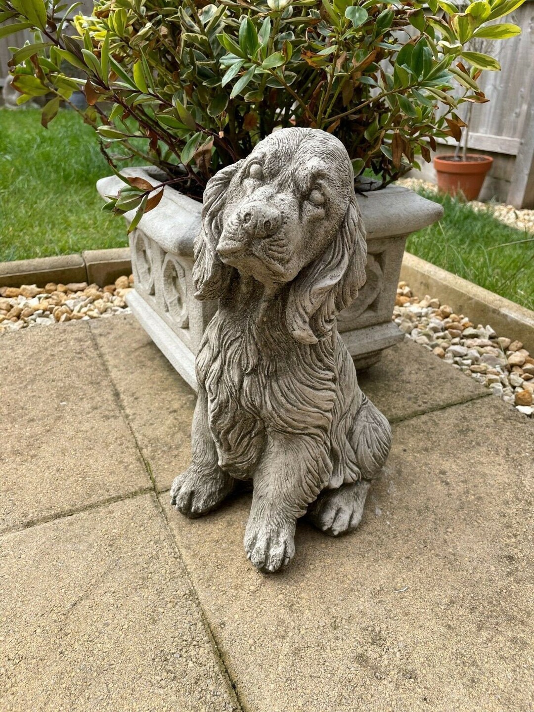 Spaniel Stone Statue | Animal Puppy Dog Outdoor Garden Sculpture Figure ...