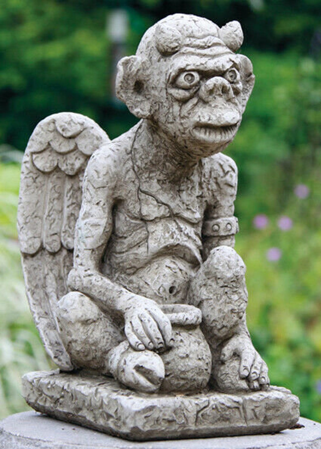 Gargoyle W Pot Stone Statue gremlin Mythical Outdoor - Etsy