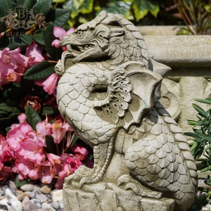 Scaly Dragon Stone Statue | Outdoor Garden Ornament Mythical Animal ...