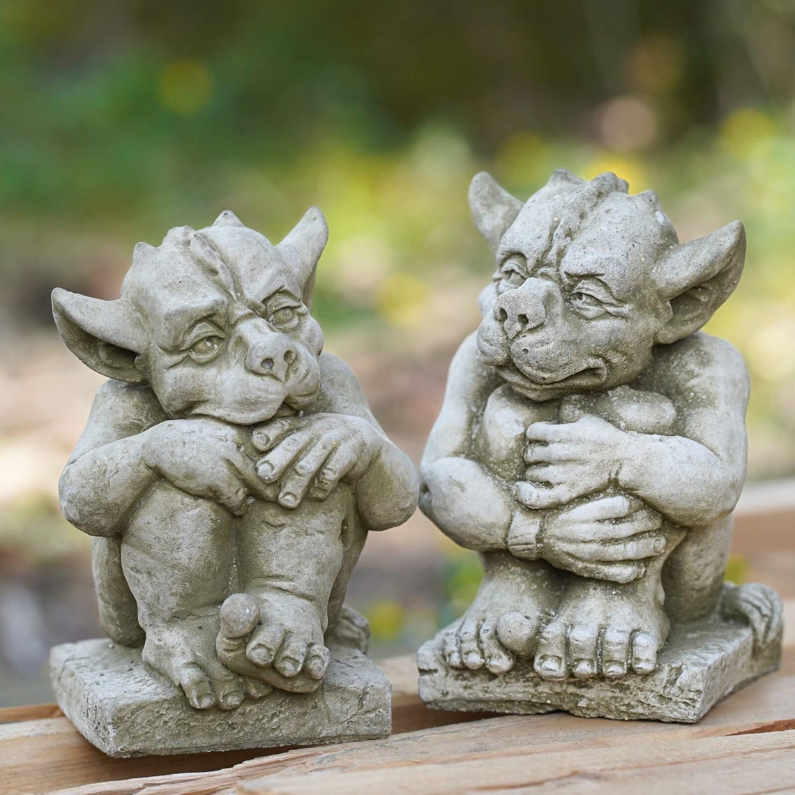 Watchful Gargoyle Stone Statue Gremlin Sprite Outdoor Garden Ornament ...
