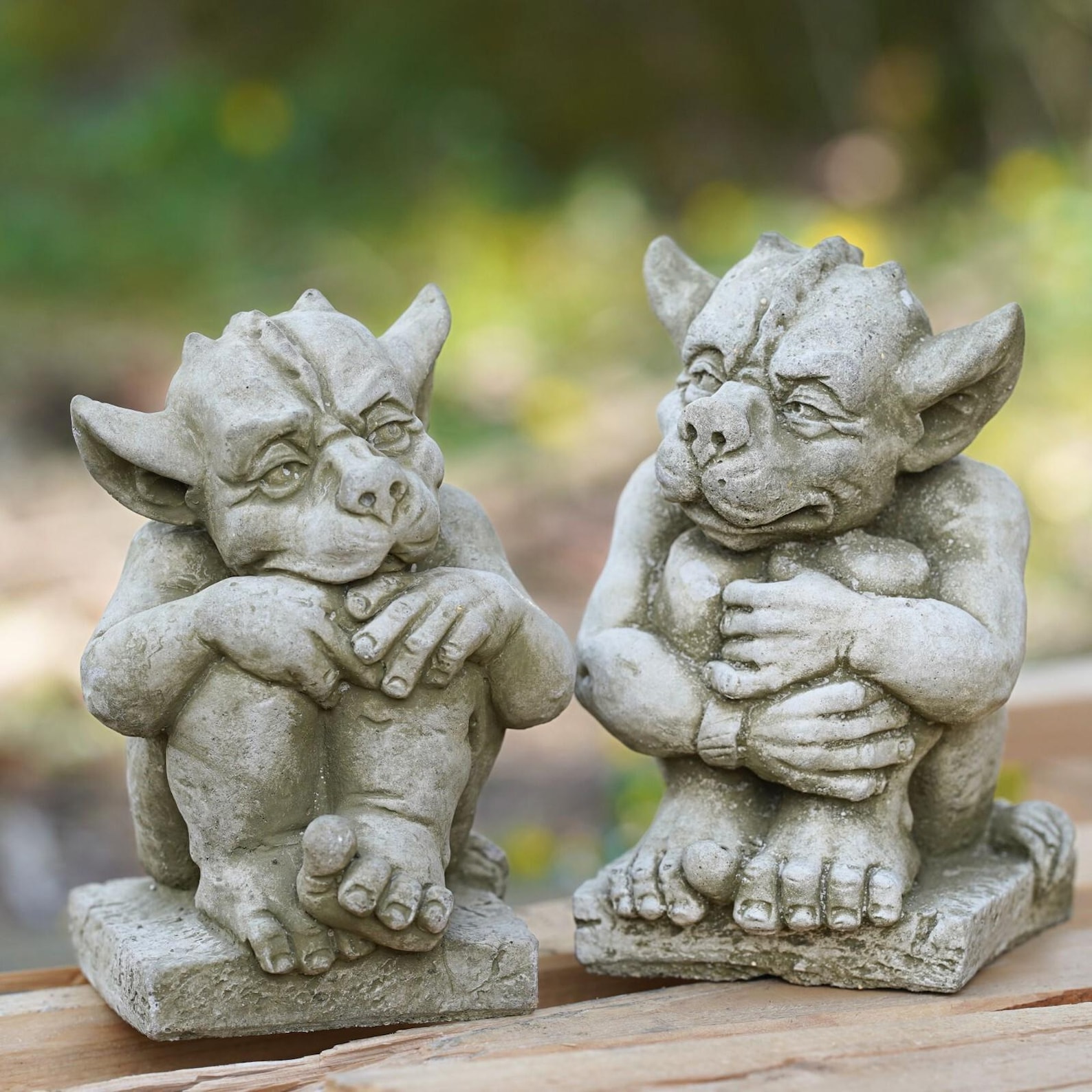 Watchful Gargoyle Stone Statue Gremlin Sprite Outdoor Garden Ornament ...