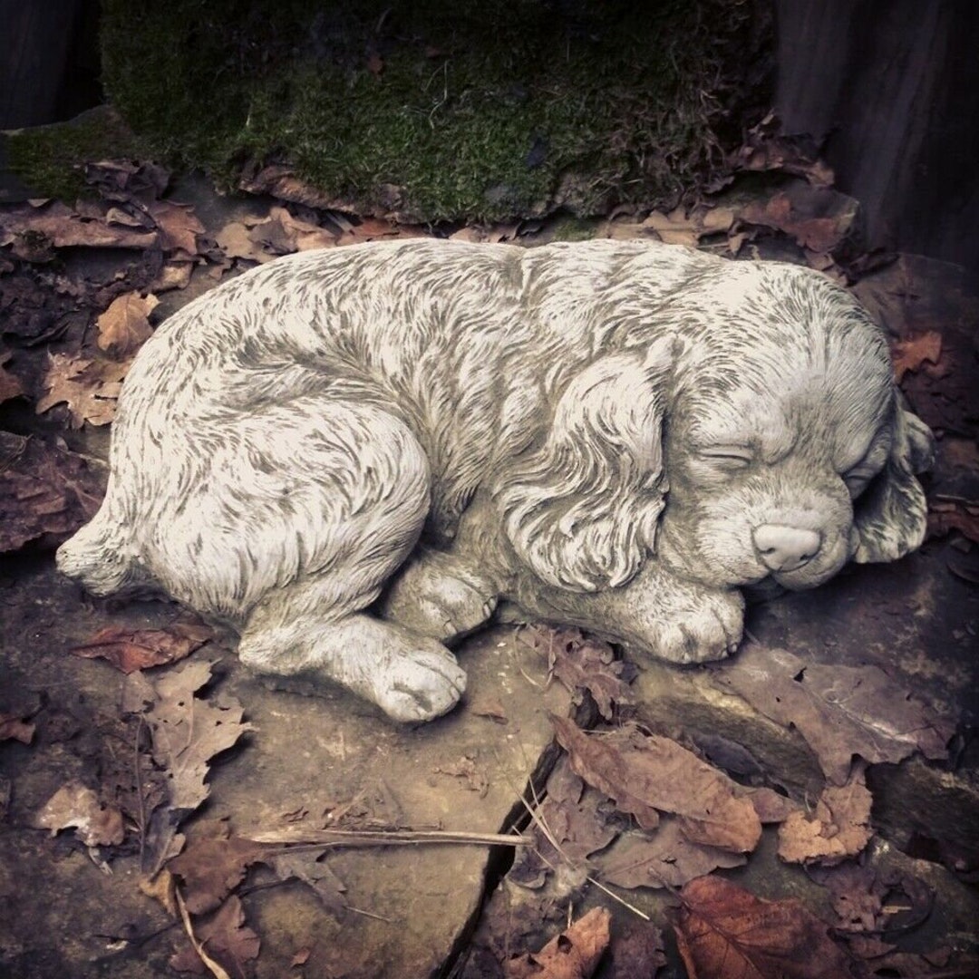Spaniel Puppy Dog Statue Reconstituted Stone Animal Concrete Garden ...