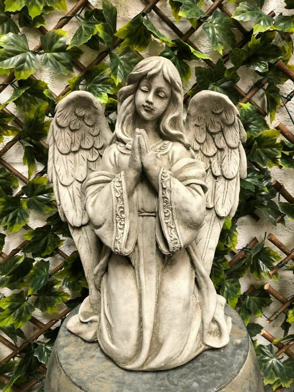 Reconstituted Stone Praying Angel Statue Vintage Concrete | Etsy