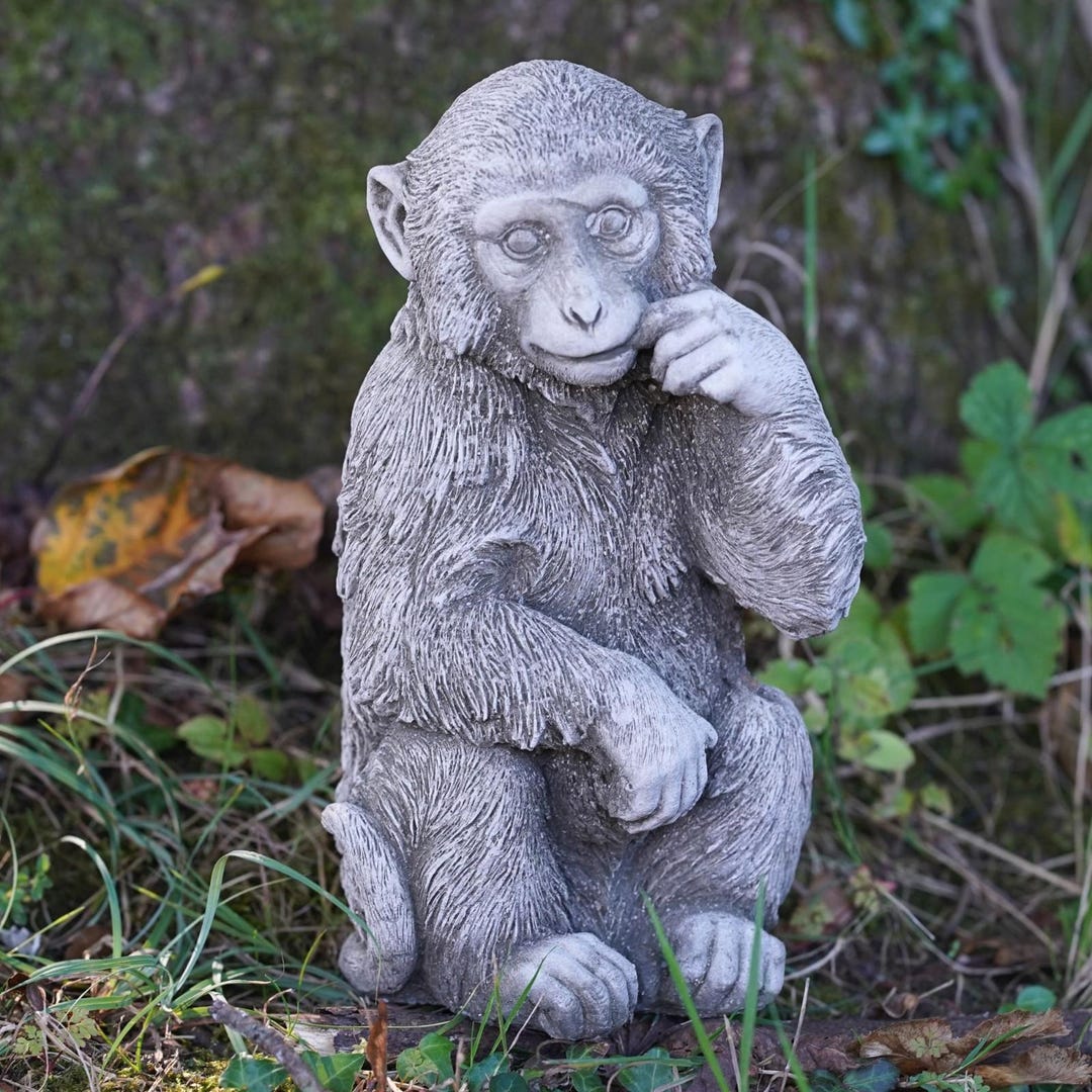 Monkey Stone Statue Outdoor Garden Ornament British Ape Gorilla ...